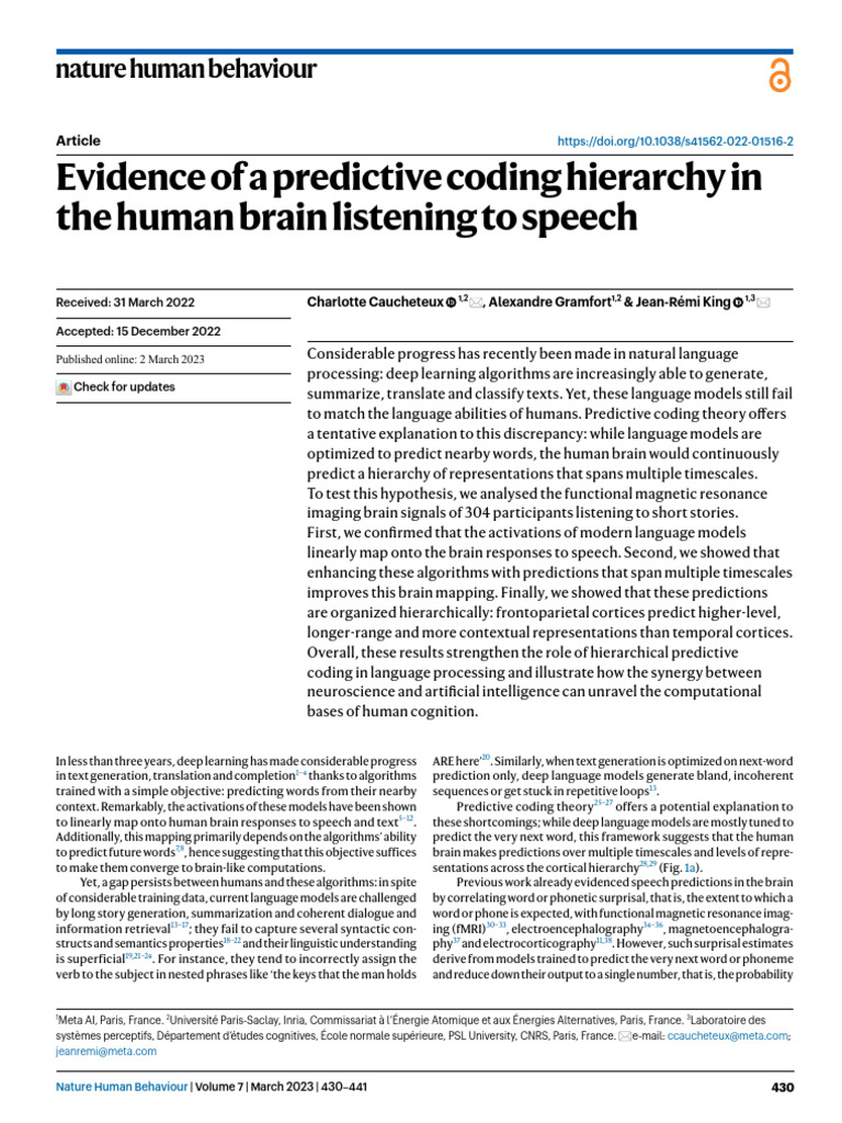 Evidence of A Predictive Coding Hierarchy in | PDF | Functional ... Evidence of A Predictive Coding Hierarchy in | PDF | Functional ...