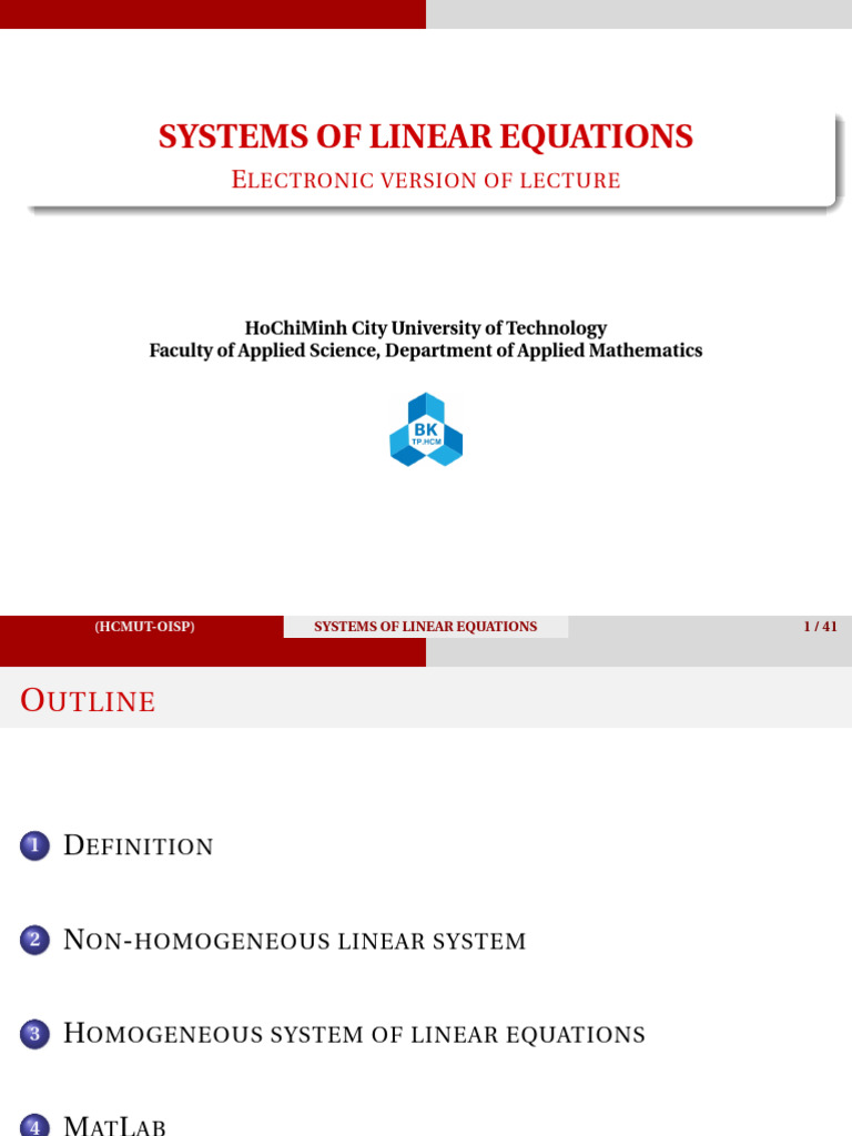 System of Linear Equations | PDF | System Of Linear Equations | Equations