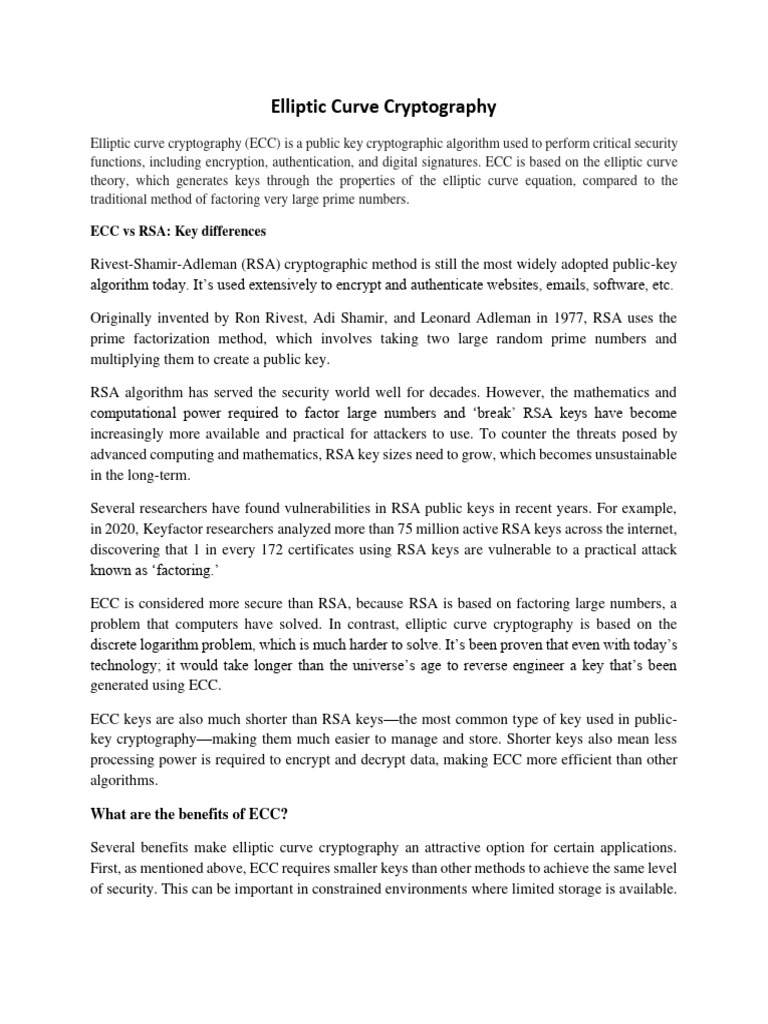 Elliptic Curve Cryptography | PDF | Public Key Cryptography | Cryptography