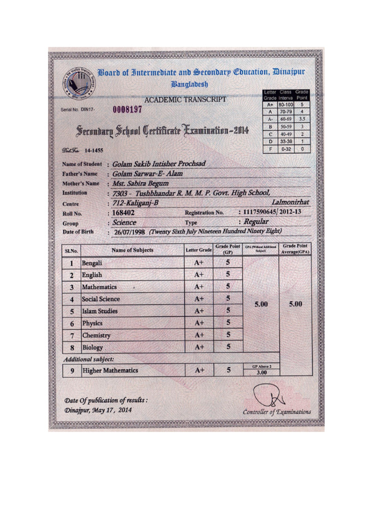 SSC Transcript | PDF