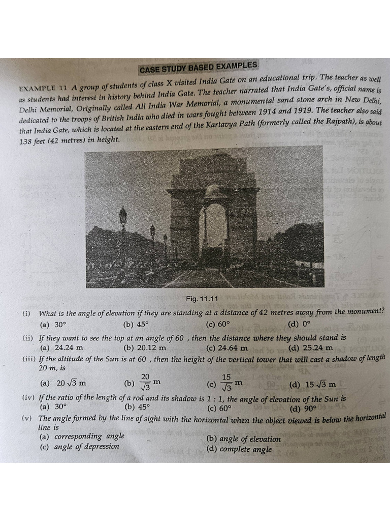 Application of Trigonometry Case Based Questions | PDF