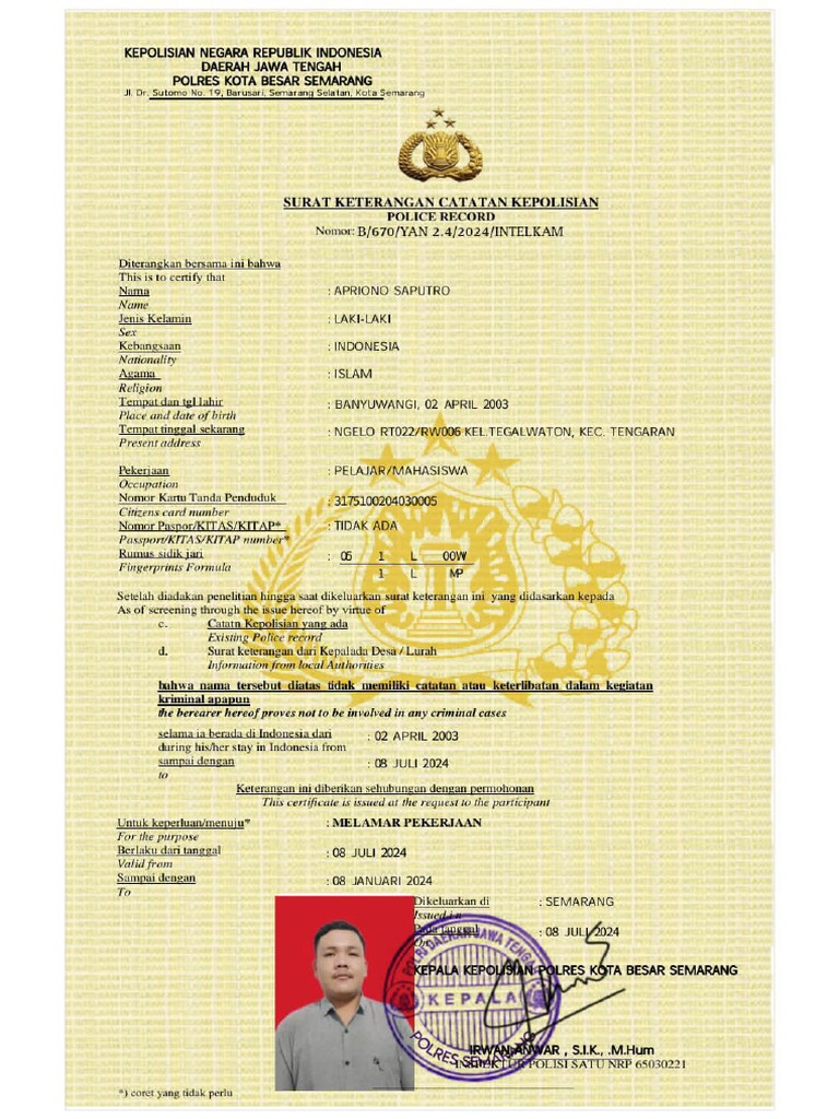 Format SKCK Banyuwangi | PDF