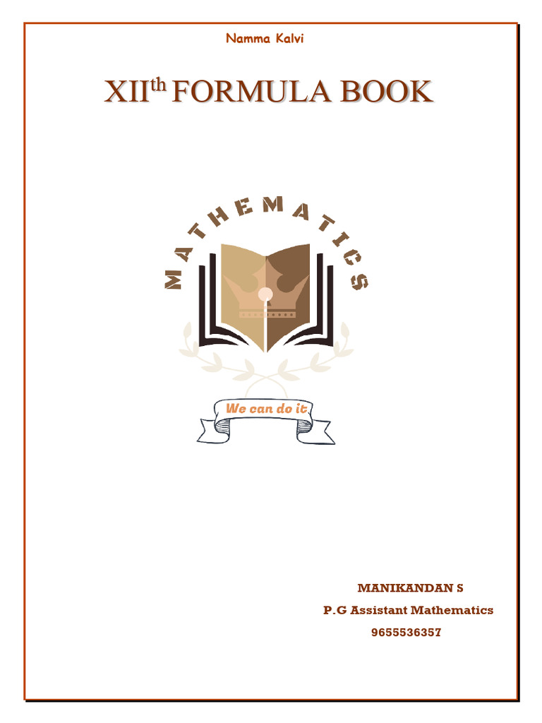 Mathematics Formula Book for XII Students | PDF | Polynomial ...
