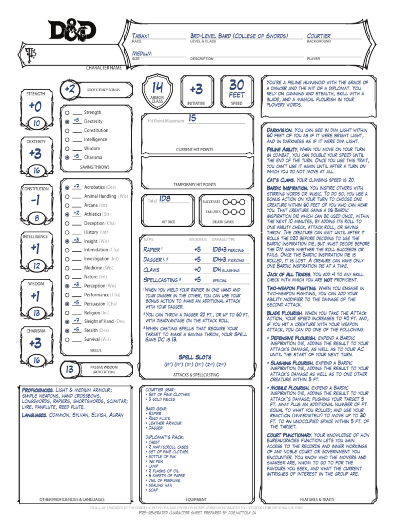 DD-5e-Bard-3-College-of-Swords-Tabaxi-Courtier | PDF