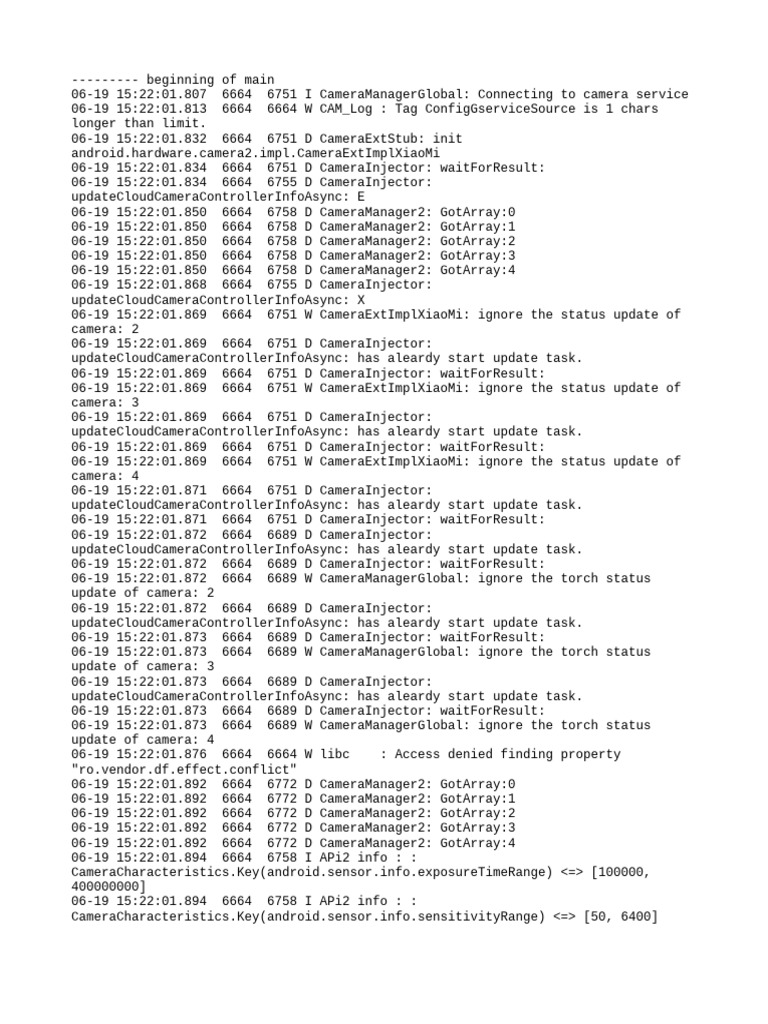 Camera Service Connection Logs | PDF | Operating System Families | Software