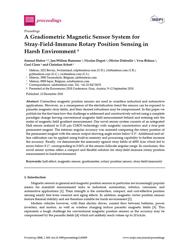 A Gradiometric Magnetic Sensor System For Stray-Field-Immune Rotary Position Sensing in Harsh ...