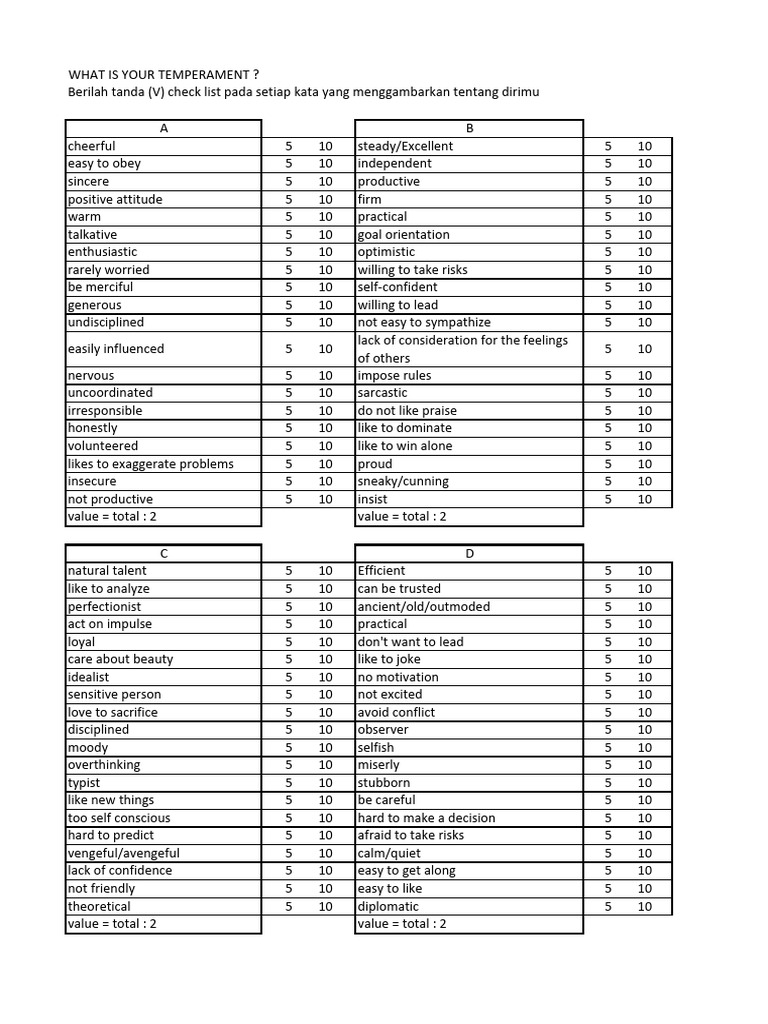 What Is Your Temperament | PDF | Behavior Modification | Cognition
