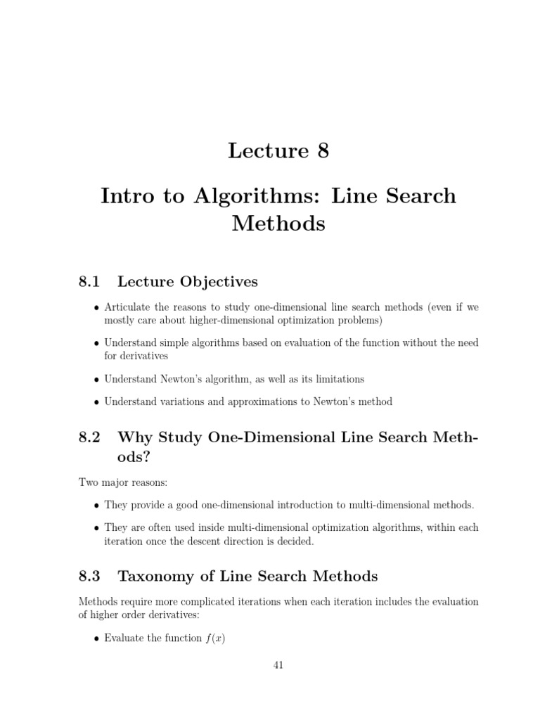 Lecture A1 07 LineSearch | PDF | Mathematical Optimization | Computer ...