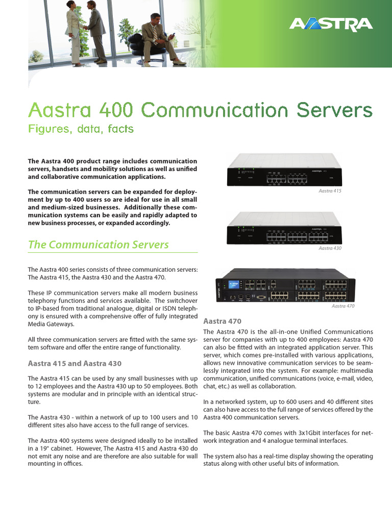 Aastra 400 Datasheet - 3p | PDF | Session Initiation Protocol | Voicemail