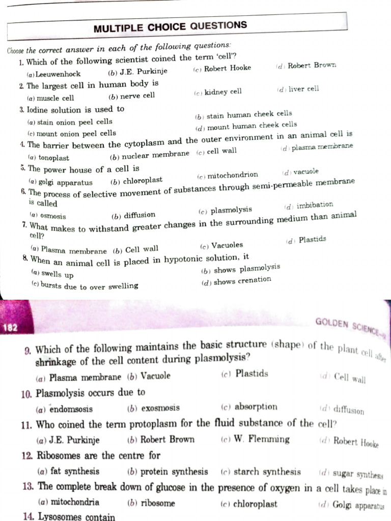 fundamental unit of life mcqs | PDF