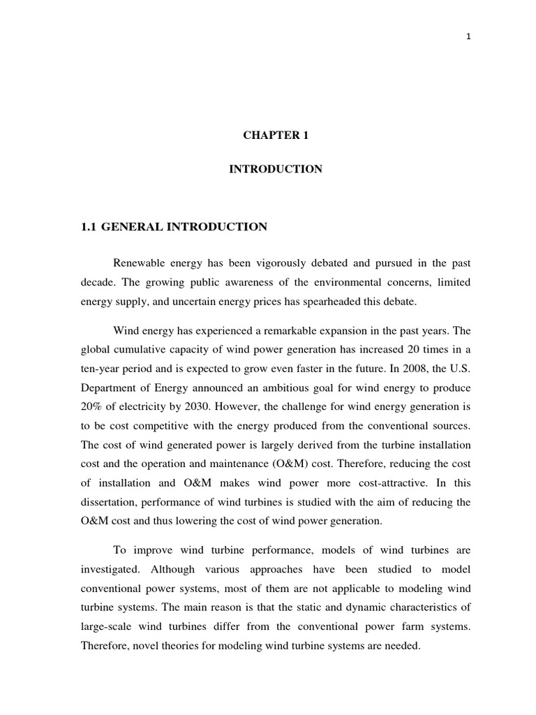 1.1 General Introduction | PDF | Wind Power | Wind Turbine