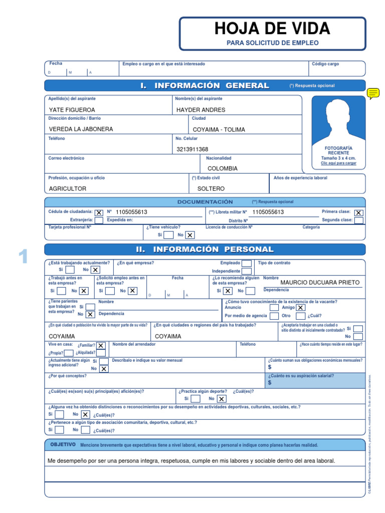 Hayder Andres Yate Figueroa | PDF | Documento de identidad | Economias