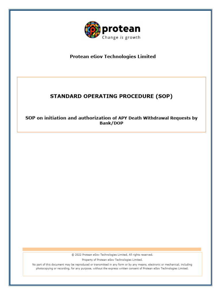 SOP on Initiation and Authorization of APY Death Withdrawal Requests | Download Free PDF | Software