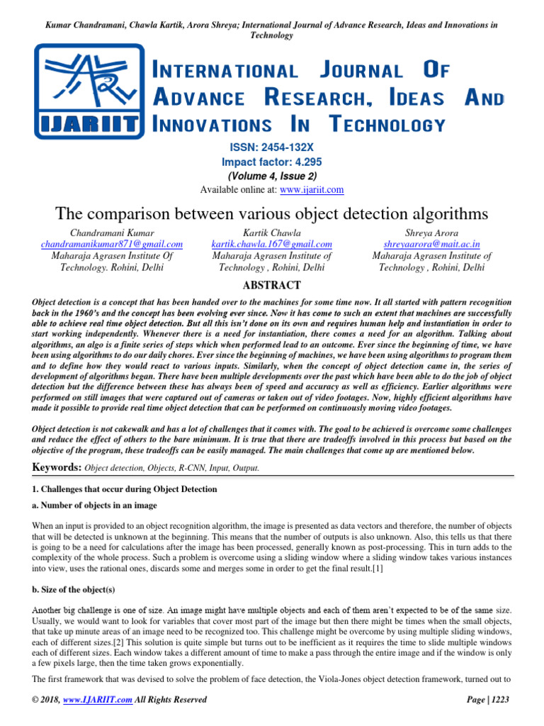 The_comparison_between_various_object_de | PDF | Support Vector Machine | Deep Learning