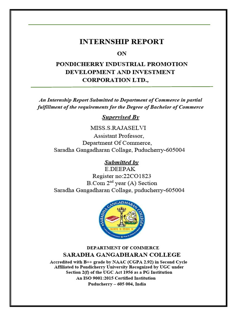 Deepak Internship Report | PDF | Economies | Business