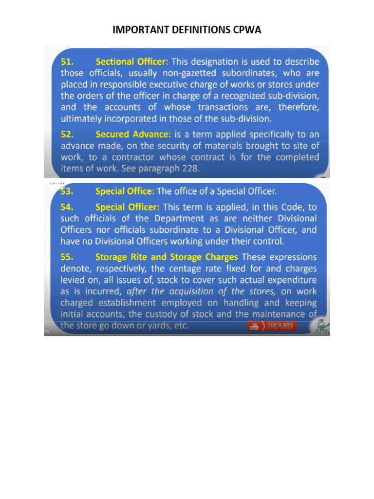 Important Definitions CPWA | PDF