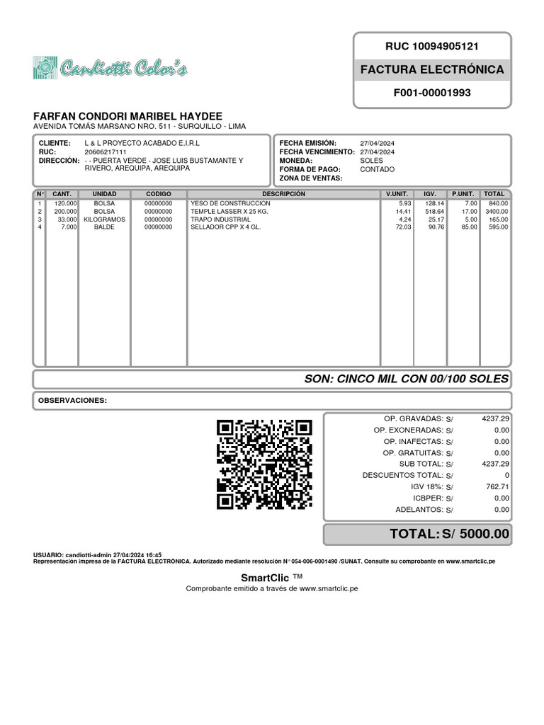Factura 27 - 04 - 2024 | PDF | Tecnología bancaria | Pagos