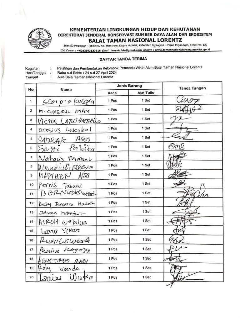 Daftar Tanda Terima | PDF
