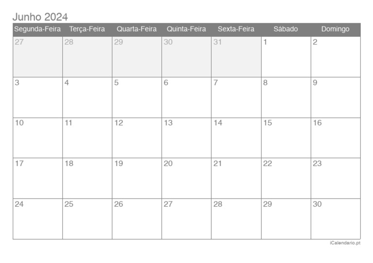Calendario Junho 2024 5082 | PDF