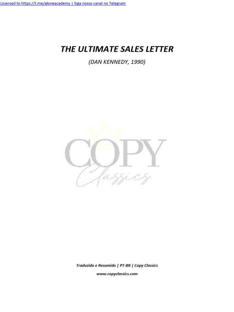 Dan Kennedy The Ultimate Sales Letter Pdf Publicidade Marketing