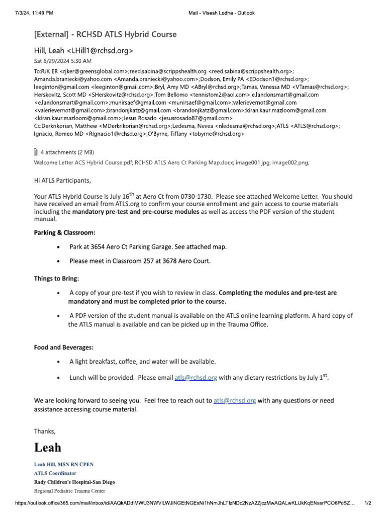 ATLS Hybrid Course Email | PDF