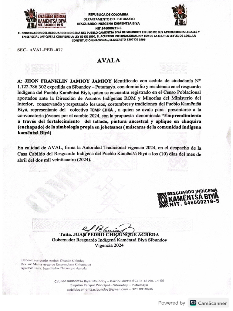 Aval Colectivo Temp Chka | PDF