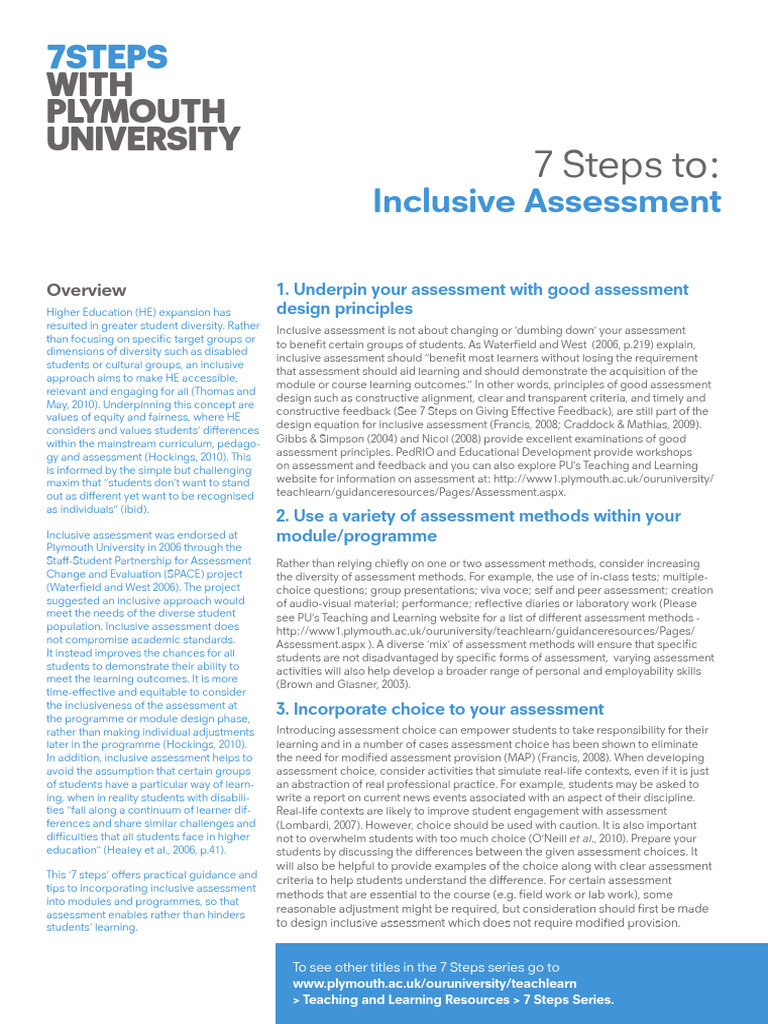 7 Steps to Inclusive Assessment | PDF | Learning | Educational Technology