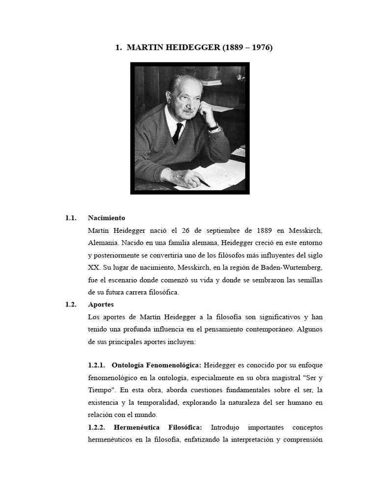 MARTIN HEIDEGGER. | PDF | Martin Heidegger | Existencialismo MARTIN HEIDEGGER. | PDF | Martin Heidegger | Existencialismo