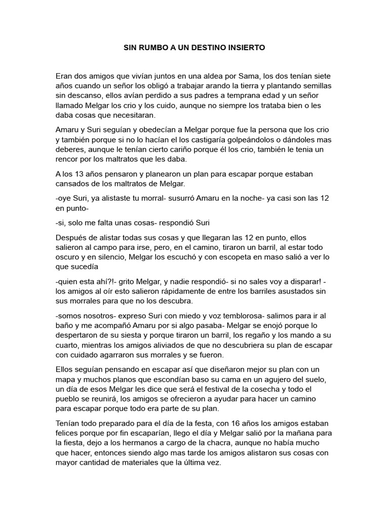 Sin Rumbo A Un Destino Insierto | PDF
