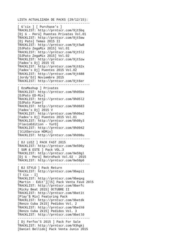 Lista de Packs Actualizados | PDF