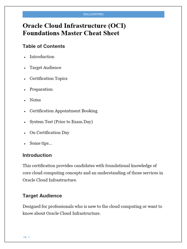 OCI Foundations Master Cheat Sheet | PDF | Backup | Virtualization