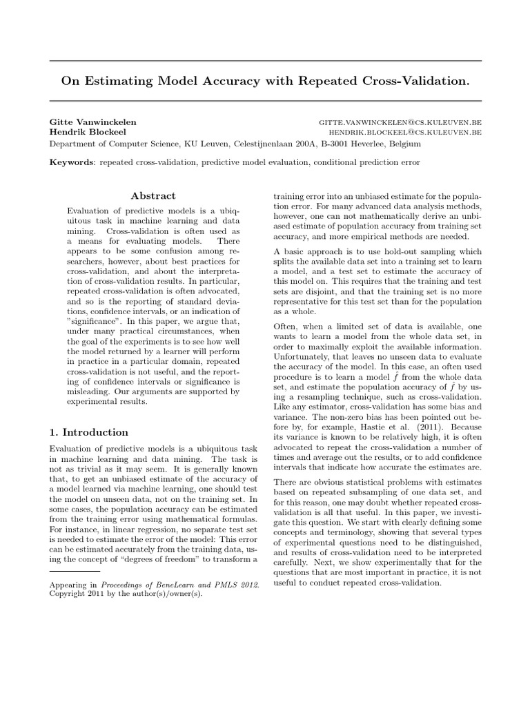 On Estimating Model Accuracy | PDF | Cross Validation (Statistics) | Estimator