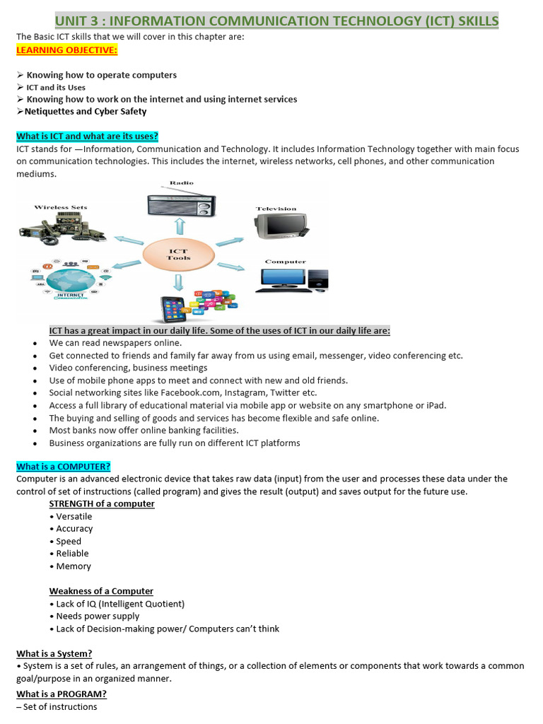 Final ICT Skill Notes for AI IX and X.docx | PDF | World Wide Web ...