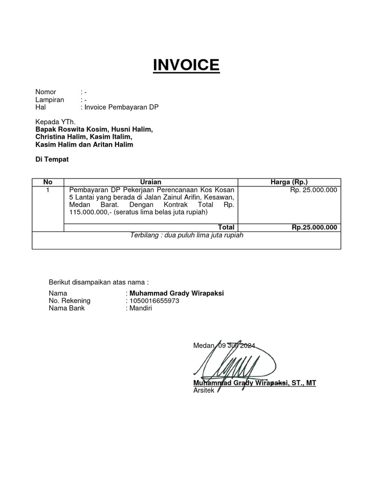 INVOICE Kos Kosan | PDF