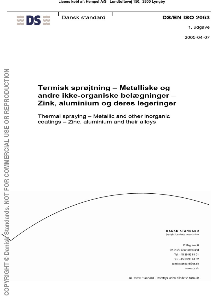 2063 - Thermally Spraying - Metallic or Other Inorganic Coatings - Zinc ...
