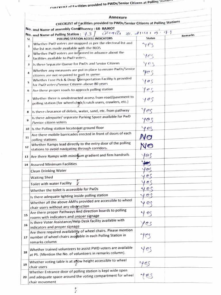 checklist election pwd | PDF | Wheelchair | Voting