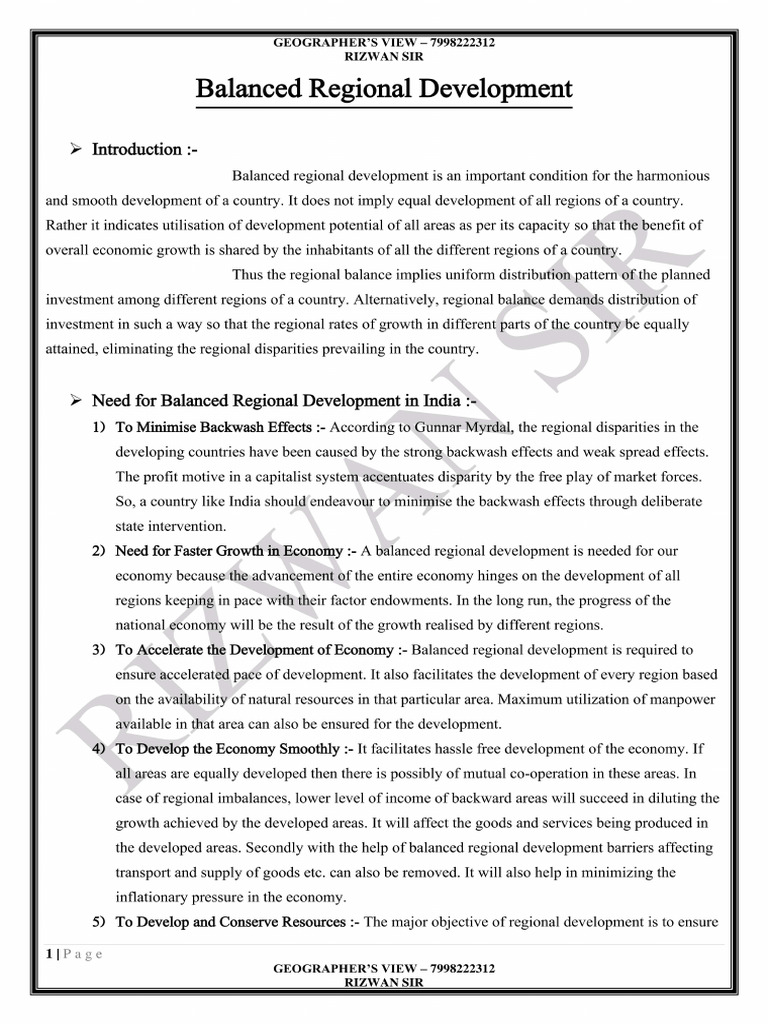Balanced Regional Development | PDF