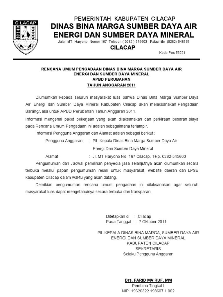 An Rup-Dinas Bina Marga Sda Esdm Kab. Cilacap | PDF | Teknologi & Rekayasa