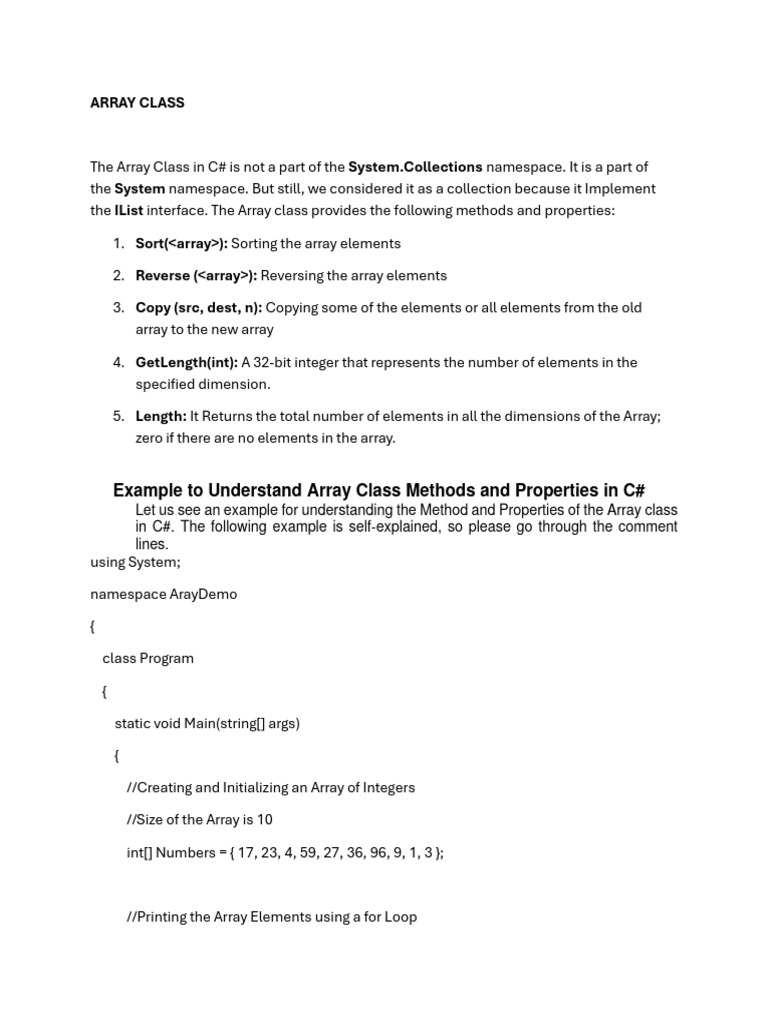 Array Class Tp2a by MR Sonwabiso (2024) | PDF | C Sharp (Programming ...