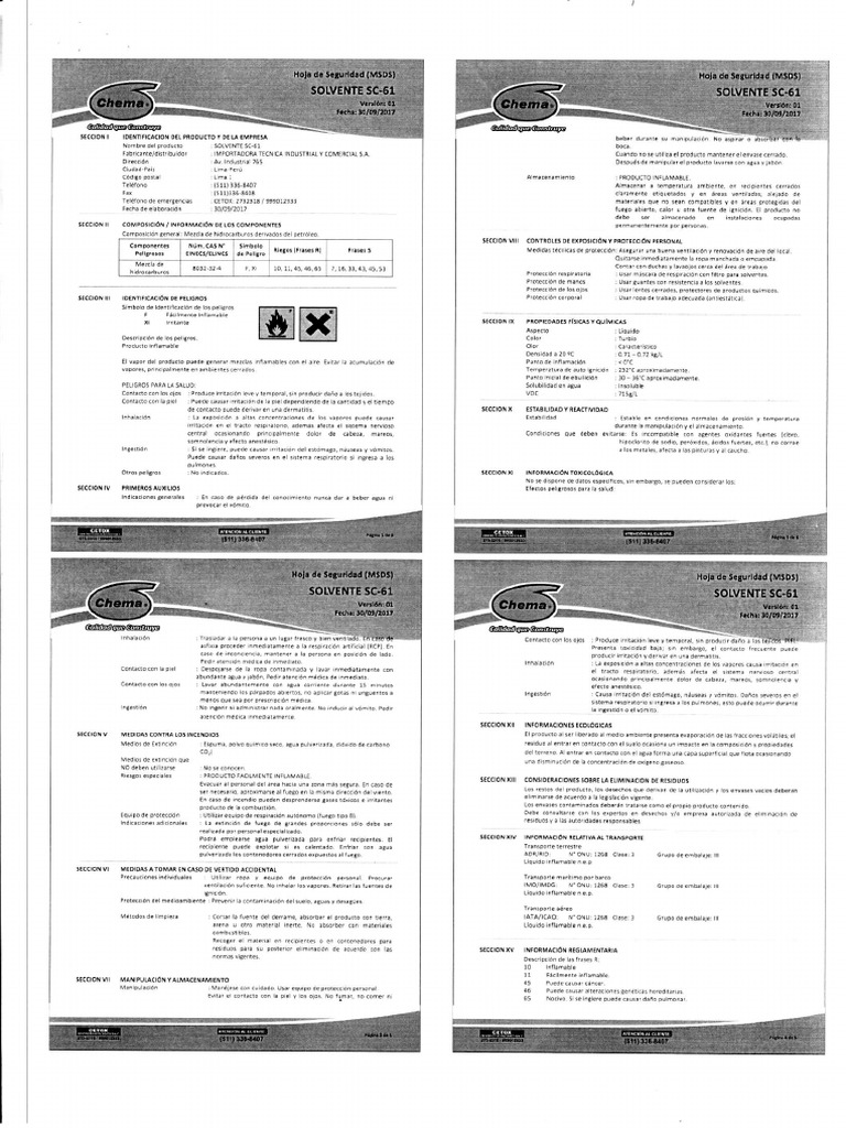 Msds - Solvente Sc-61 | PDF
