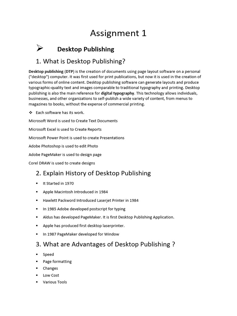 Desktop Publishing Assignment 1&2 | PDF | Computer Data Storage | Computer Engineering