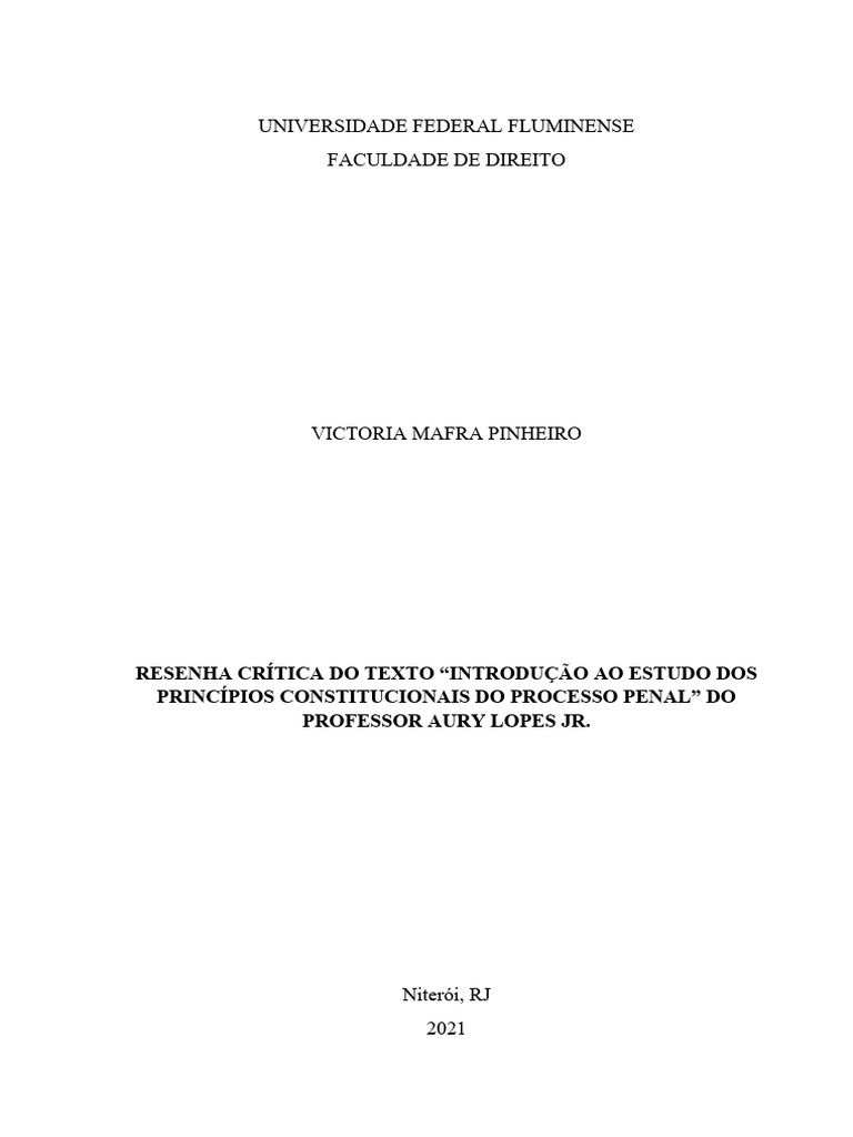 Resenha Crítica Do Texto "Introdução Ao Estudo Dos Princípios ...