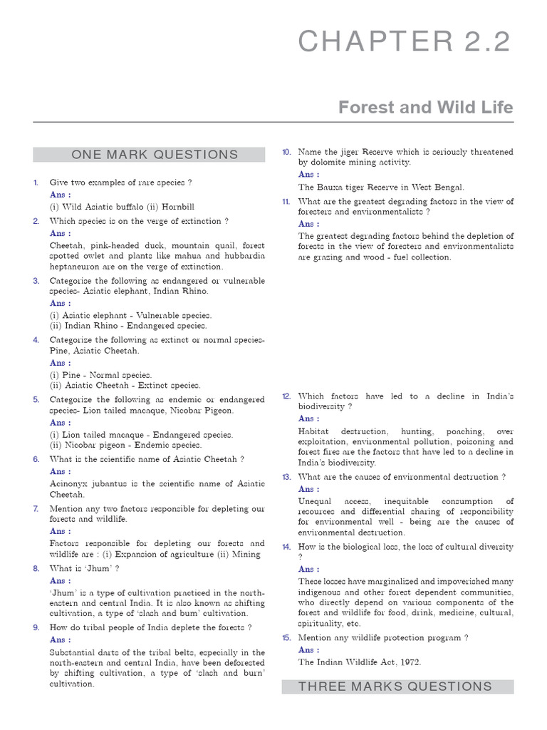 CBSE - Class - 10 - SST - Geography - Chapter- 2 - Forest and Wild Life ...