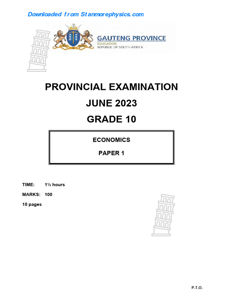 GP Economics Grade 10 June 2023 P1 and Memo (2) | Download Free PDF ...