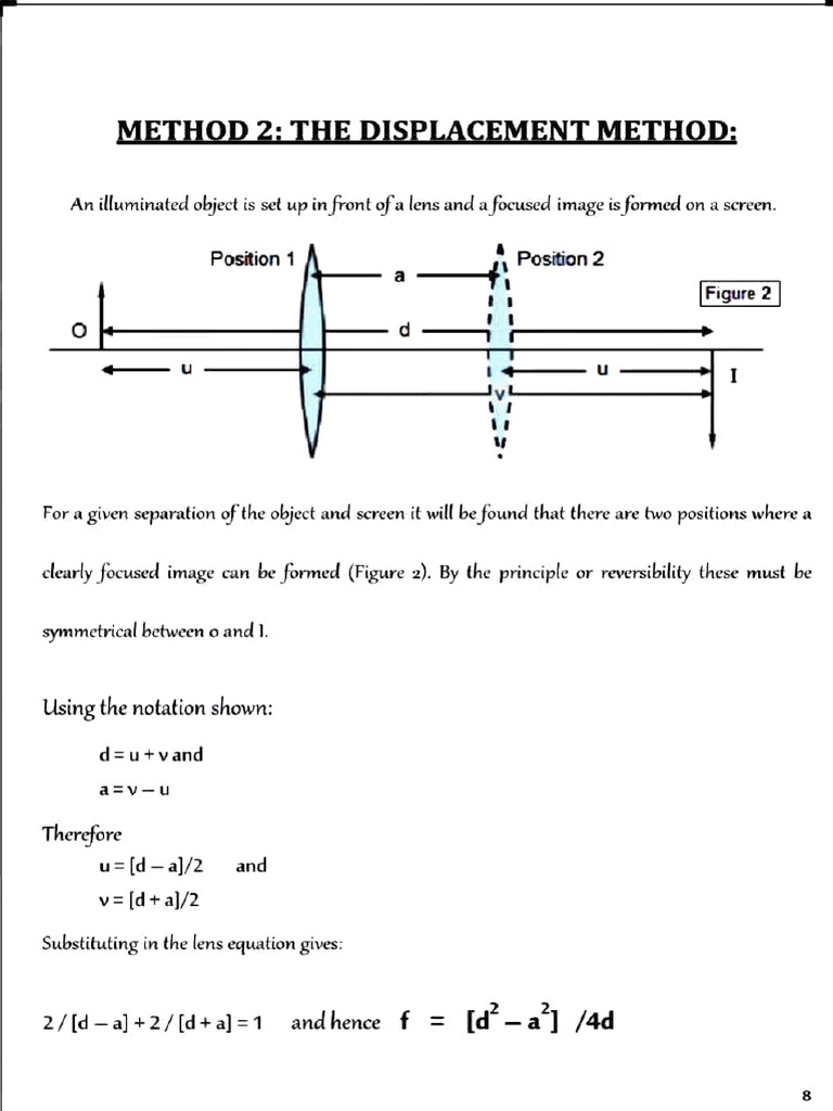Focal Length of Convex Lens by Displacement Method | PDF