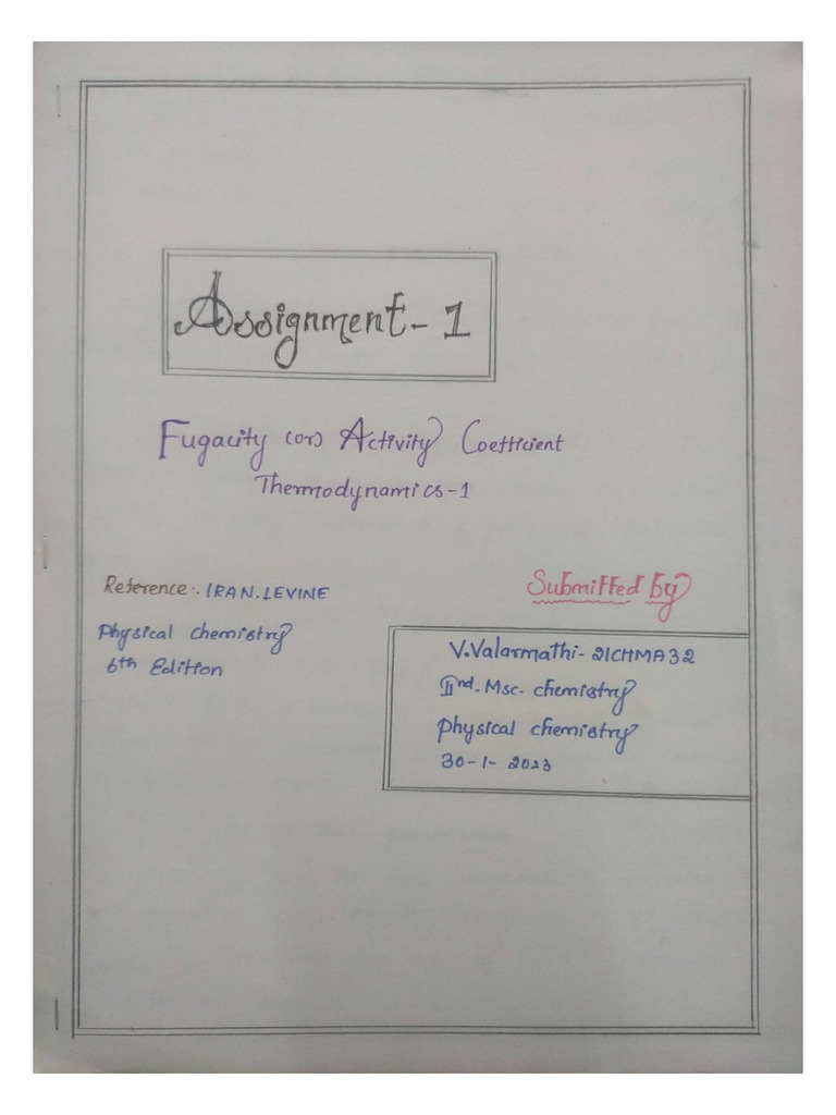 Phy Che Assignment | PDF