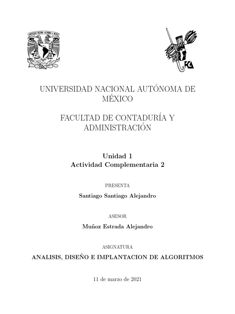 Unidad 1-Actividad Complementaria 2 | PDF | Ingeniería de software | Matemáticas