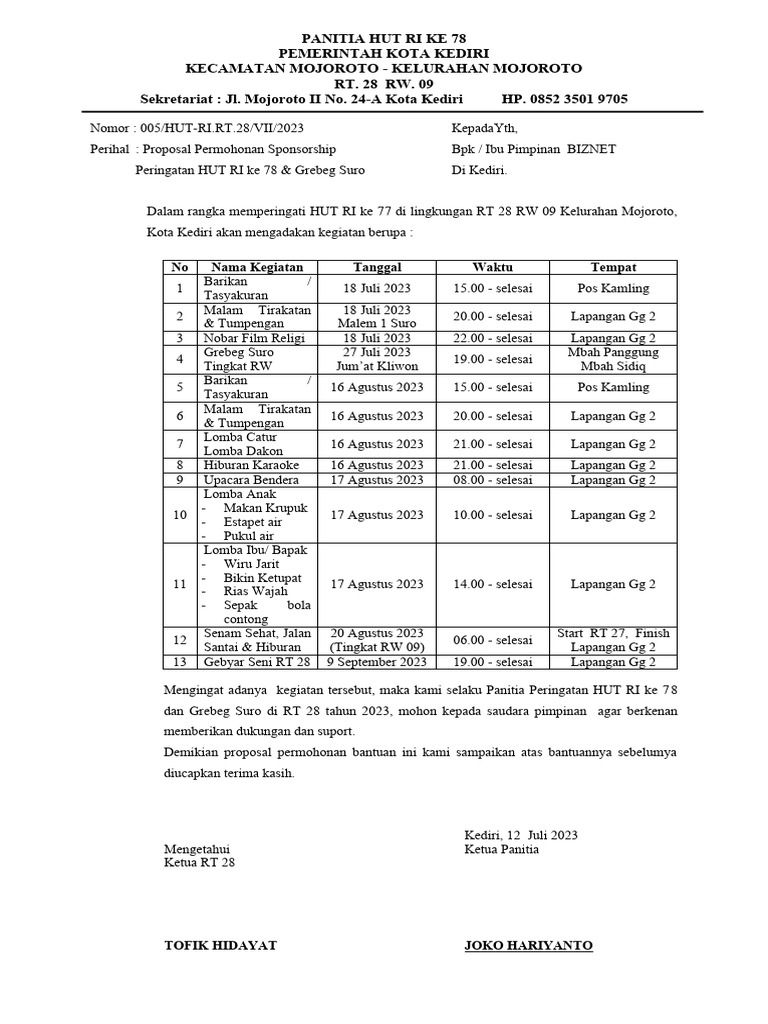 Proposal Hut Ri 78 | PDF