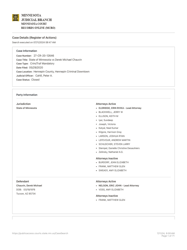 Case Search - Minnesota Court Records Online (MCRO) 3 | PDF | Bail ...