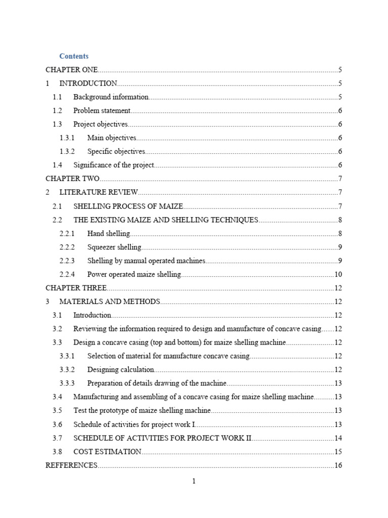 Project Proposal Concave Casing | PDF | Maize | Starch